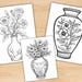 Flower in a Vase Coloring Pages – Printable Set of Elegant Floral ...