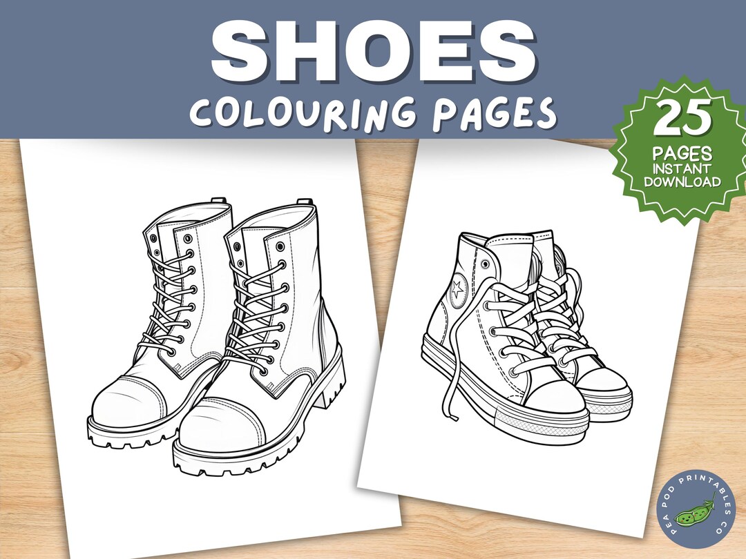 Footwear Coloring Pages – Set of 25 Printable Shoe Designs for Creative ...