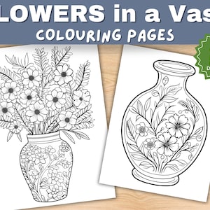 Flower in a Vase Coloring Pages – Printable Set of Elegant Floral ...