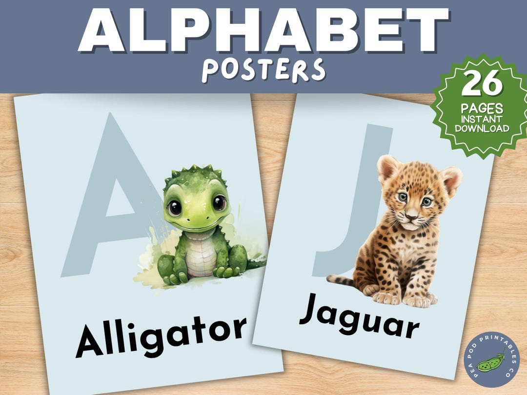 Lphabet Animal Posters – Unique A-Z Animal Illustrations for Kids ...