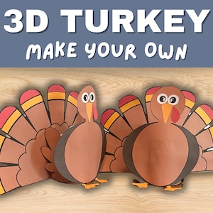 Printable 3D Turkey Template – DIY Thanksgiving Craft for Kids & Adults ...