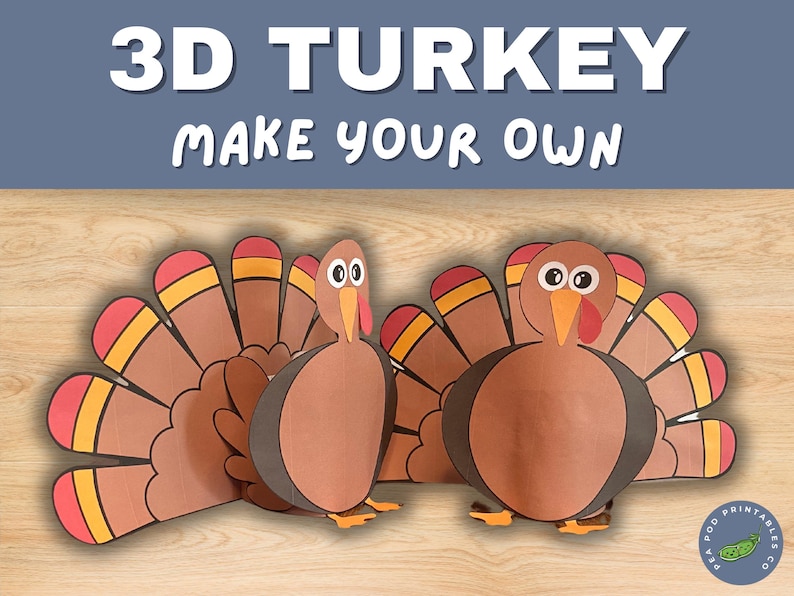 Printable 3D Turkey Template – DIY Thanksgiving Craft for Kids & Adults ...