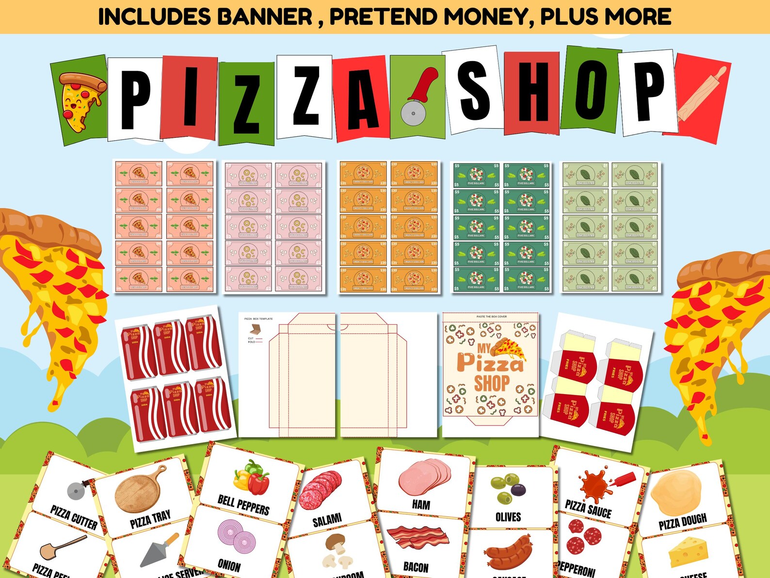 Pizza Shop Dramatic Play | Pretend Play | Printable Play Set for Pre ...