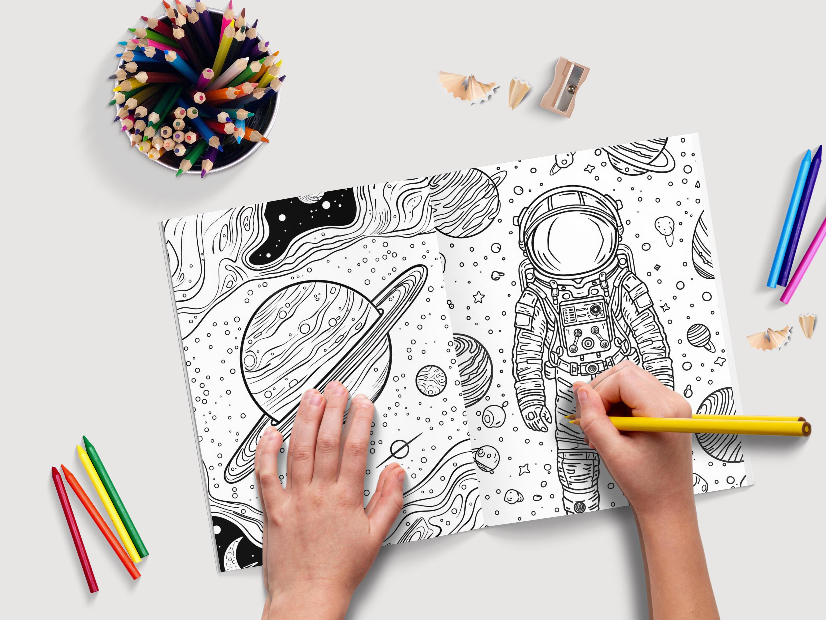 25 Space Colouring Pages for Kids and Adults | Rockets, Planets & Stars ...