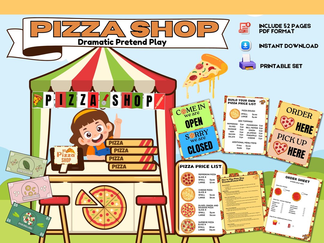 Pizza Shop Dramatic Play | Pretend Play | Printable Play Set for Pre ...
