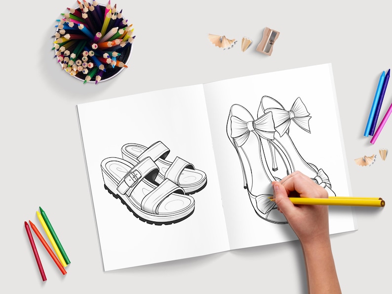 Footwear Coloring Pages – Set of 25 Printable Shoe Designs for Creative ...