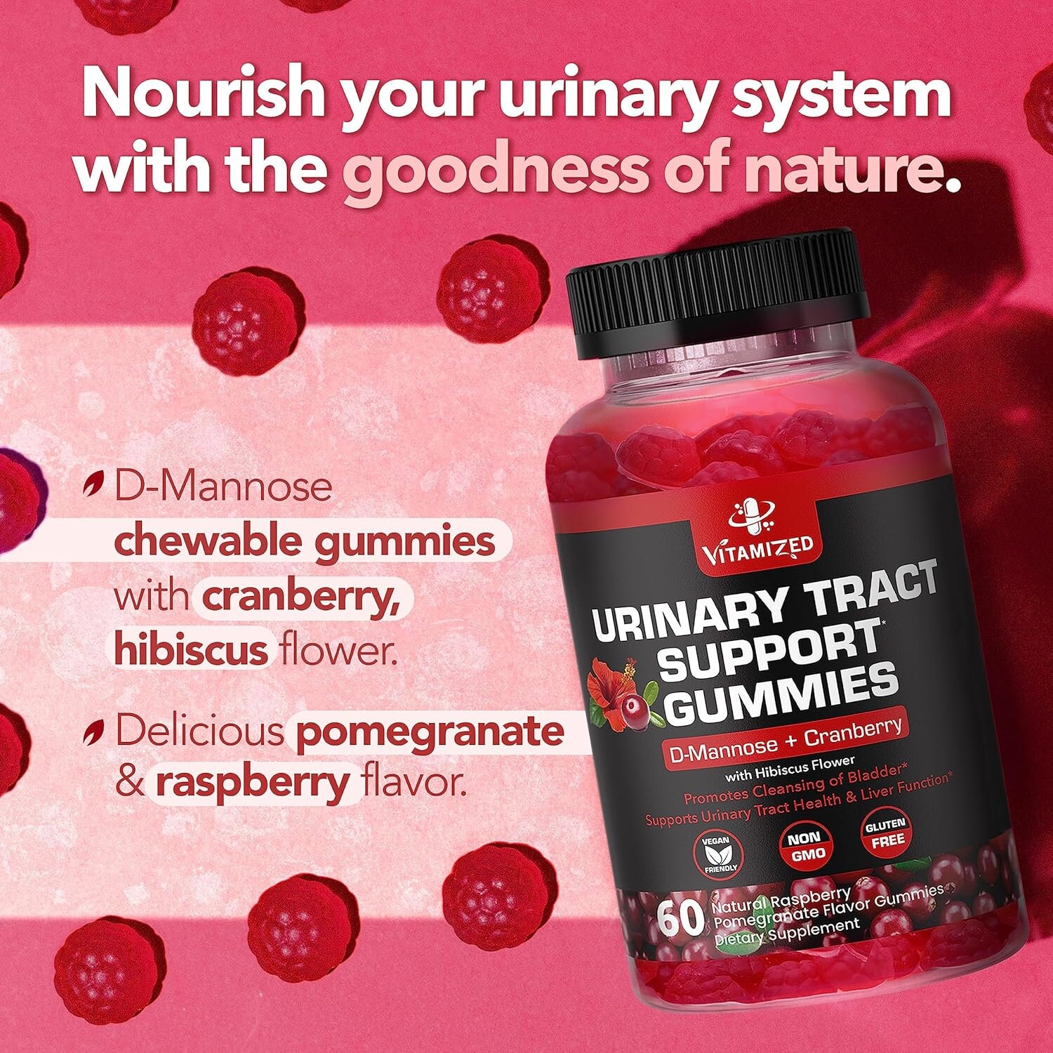 Potent Cranberry Gummies 1500mg With D Mannose - Urinary Tract Health ...