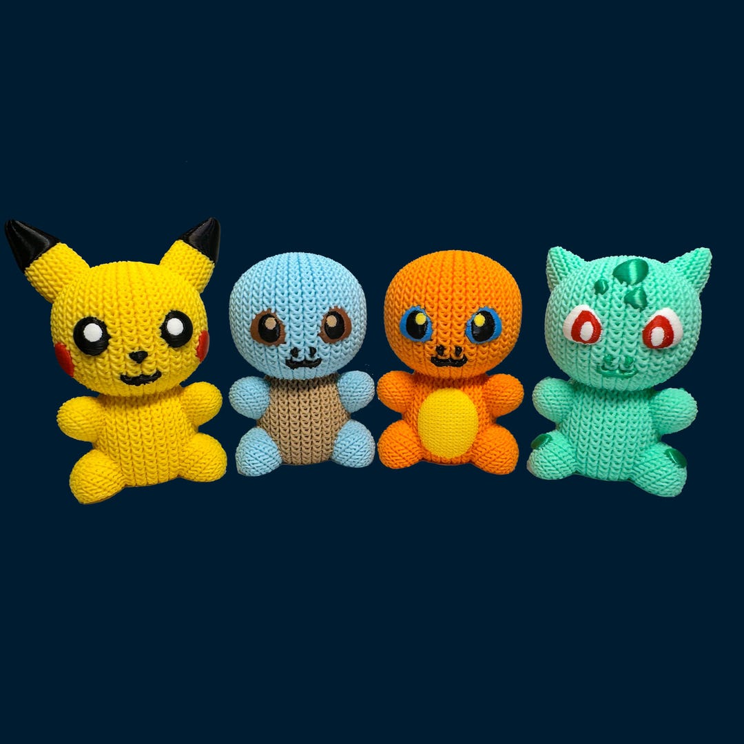 3D Printed Knitted Pokémon Squad - Etsy
