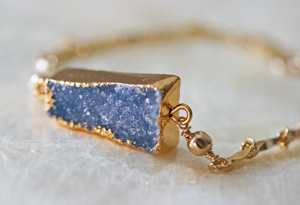 Druzy Bracelet- Blue Druzy Bracelet -- Ready to Ship - Delicate ...