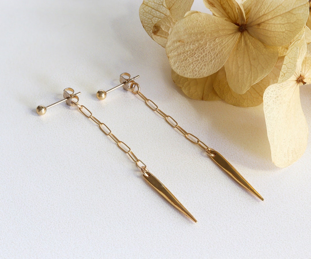 Spike Back Dangle Earring, Spike Ear Jacket, Gold Stud Earring, Mix and ...