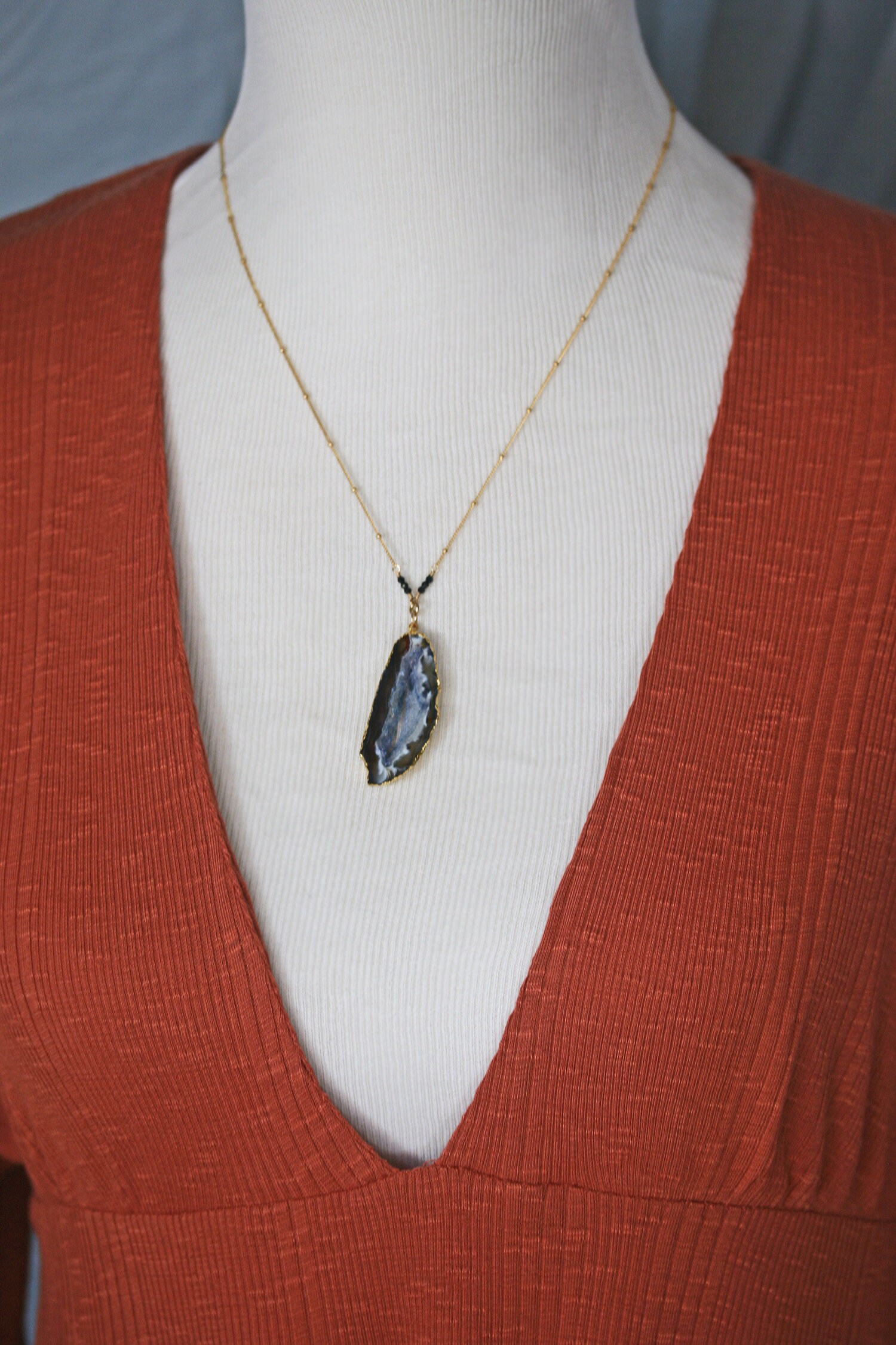 Geode Slice Necklace on Gold Chain