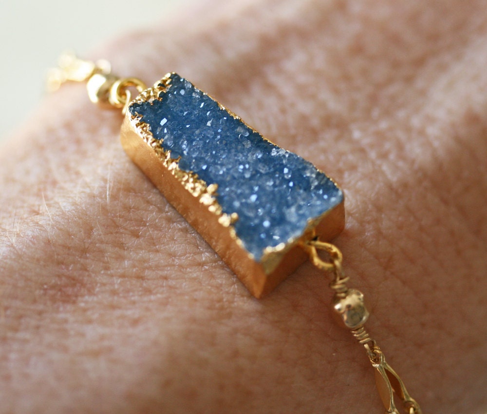 Druzy Bracelet- Blue Druzy Bracelet -- Ready to Ship - Delicate ...