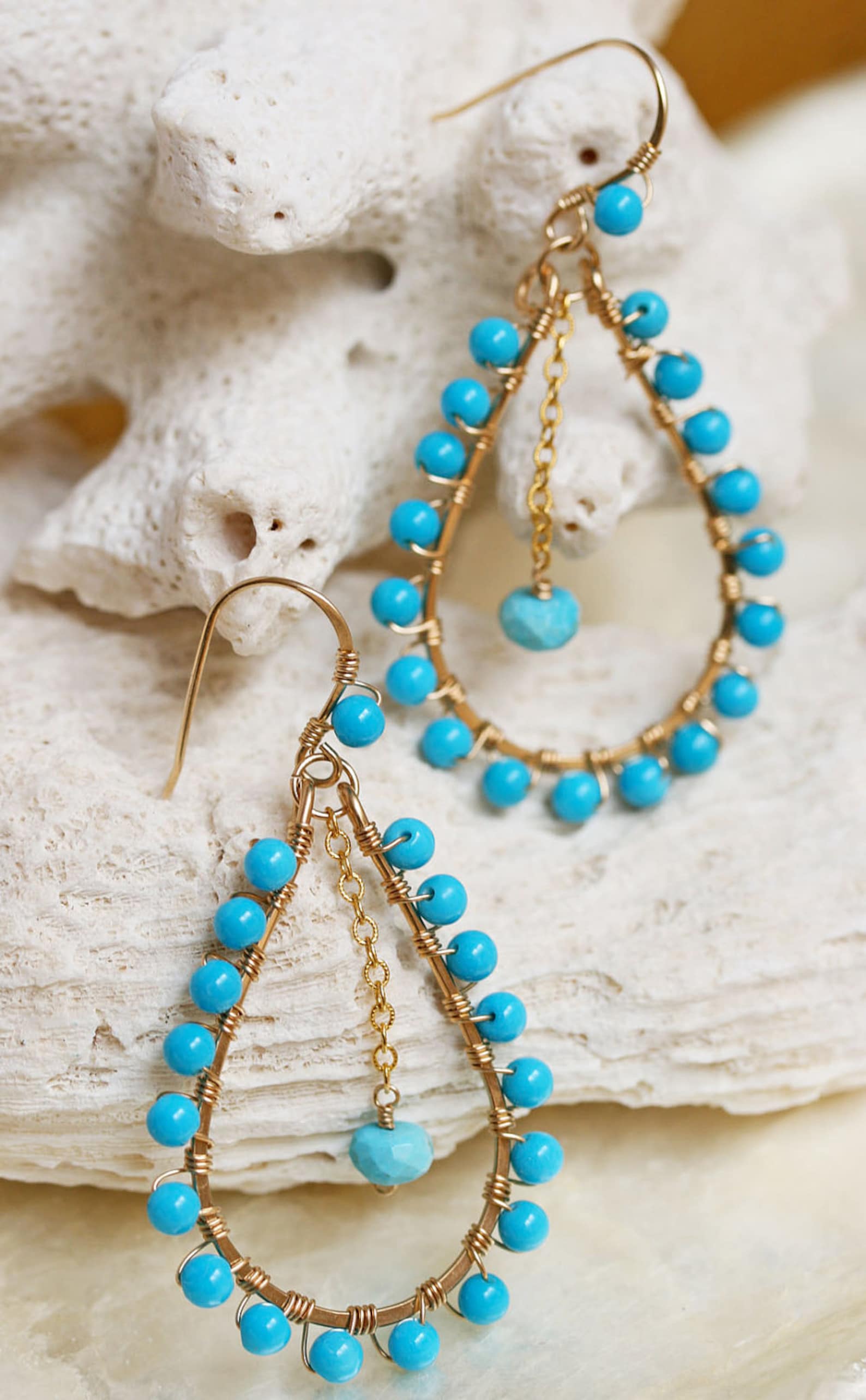 Sleeping Beauty Turquoise Earrings 14k Gold Filled Hoop - Etsy