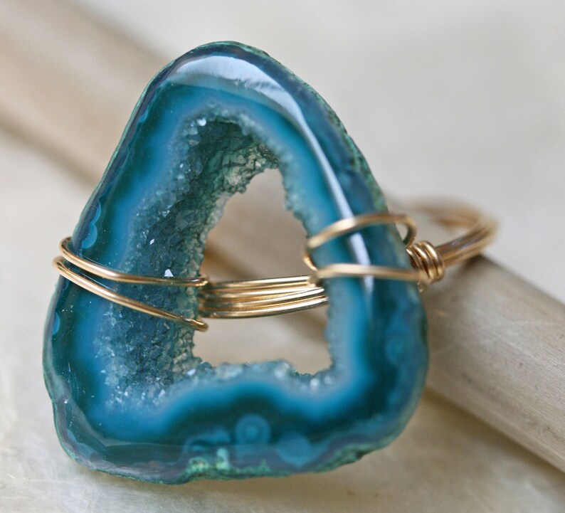 Druzy Ring - Geode Ring - Agate Slice Ring - Colorful Ring -wire ...