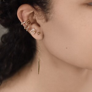 Spike Back Dangle Earring, Spike Ear Jacket, Gold Stud Earring, Mix and ...