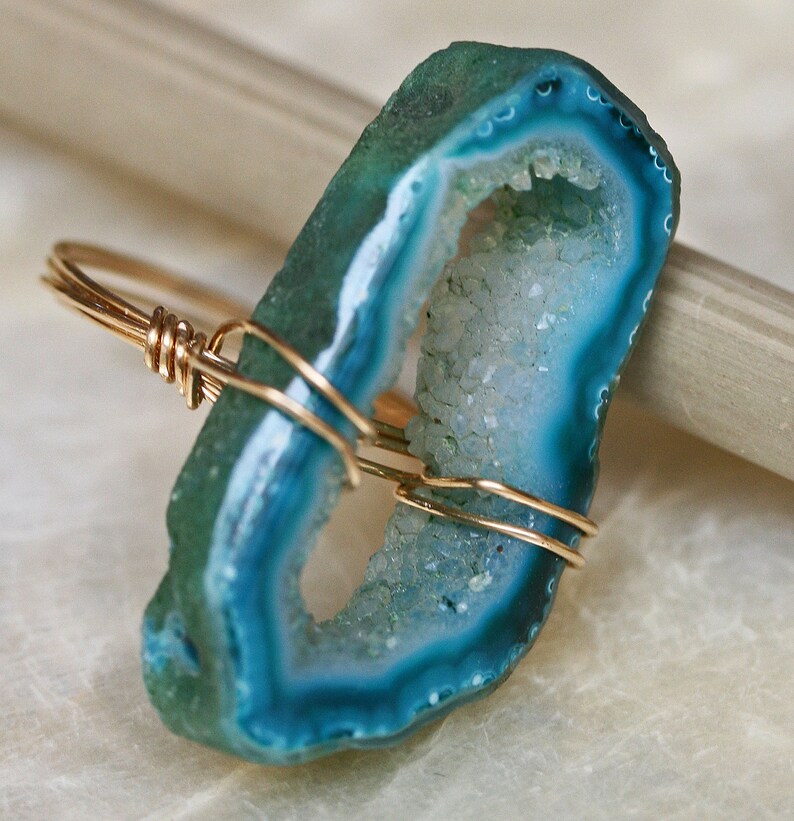 Druzy Ring - Geode Ring - Agate Slice Ring - Colorful Ring -wire ...
