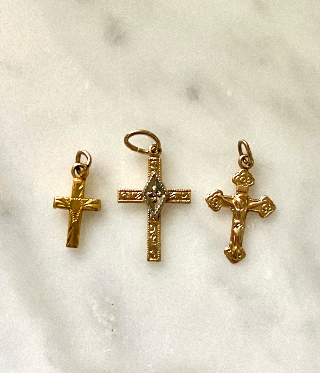 Vintage 14kt Solid Yellow Gold Cross Pendant/charm - Etsy