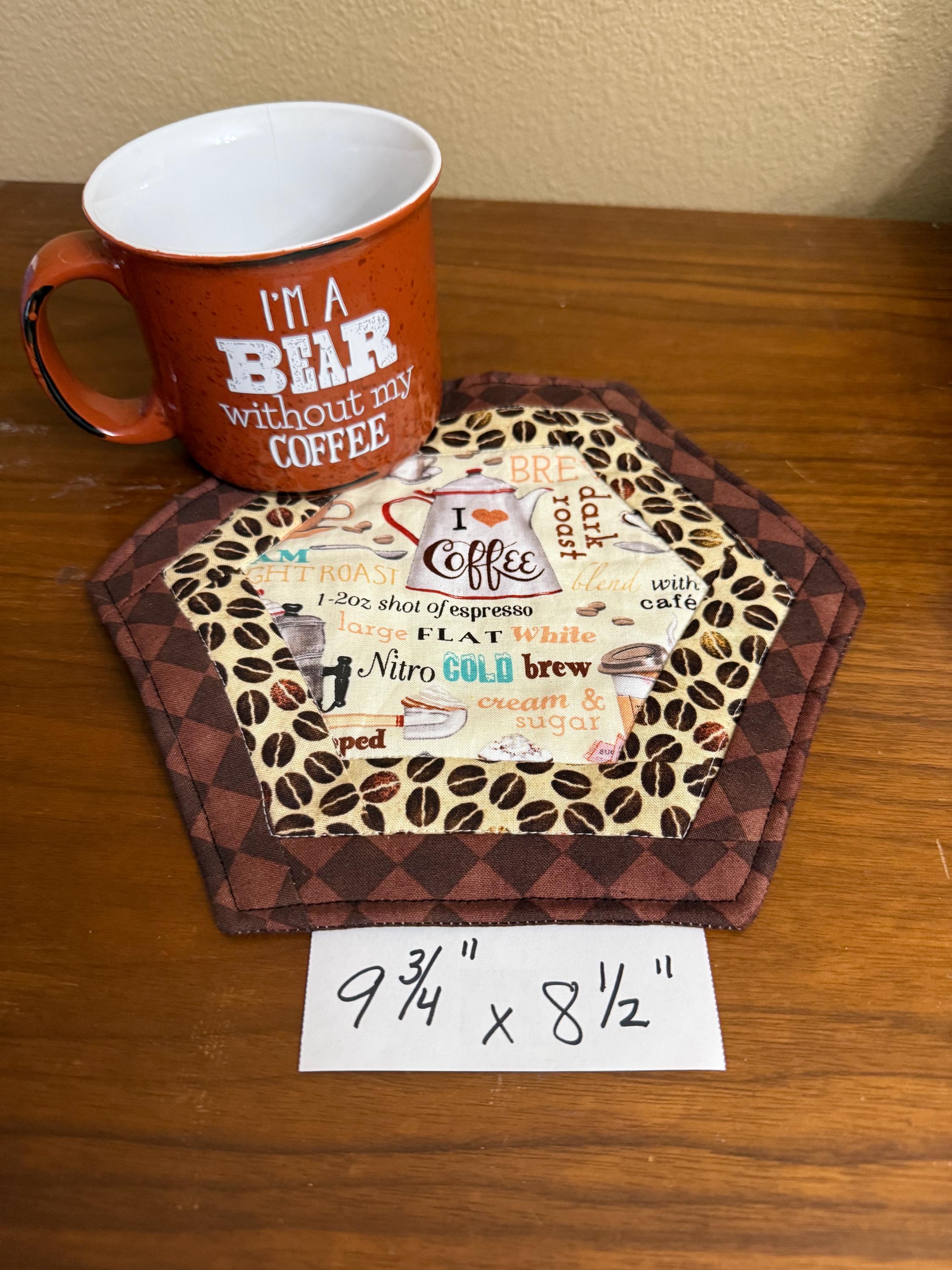 Handmade Coffee Mug Rug | Hexagon Mug Rug | Coffee Signs | Coffee Theme ...