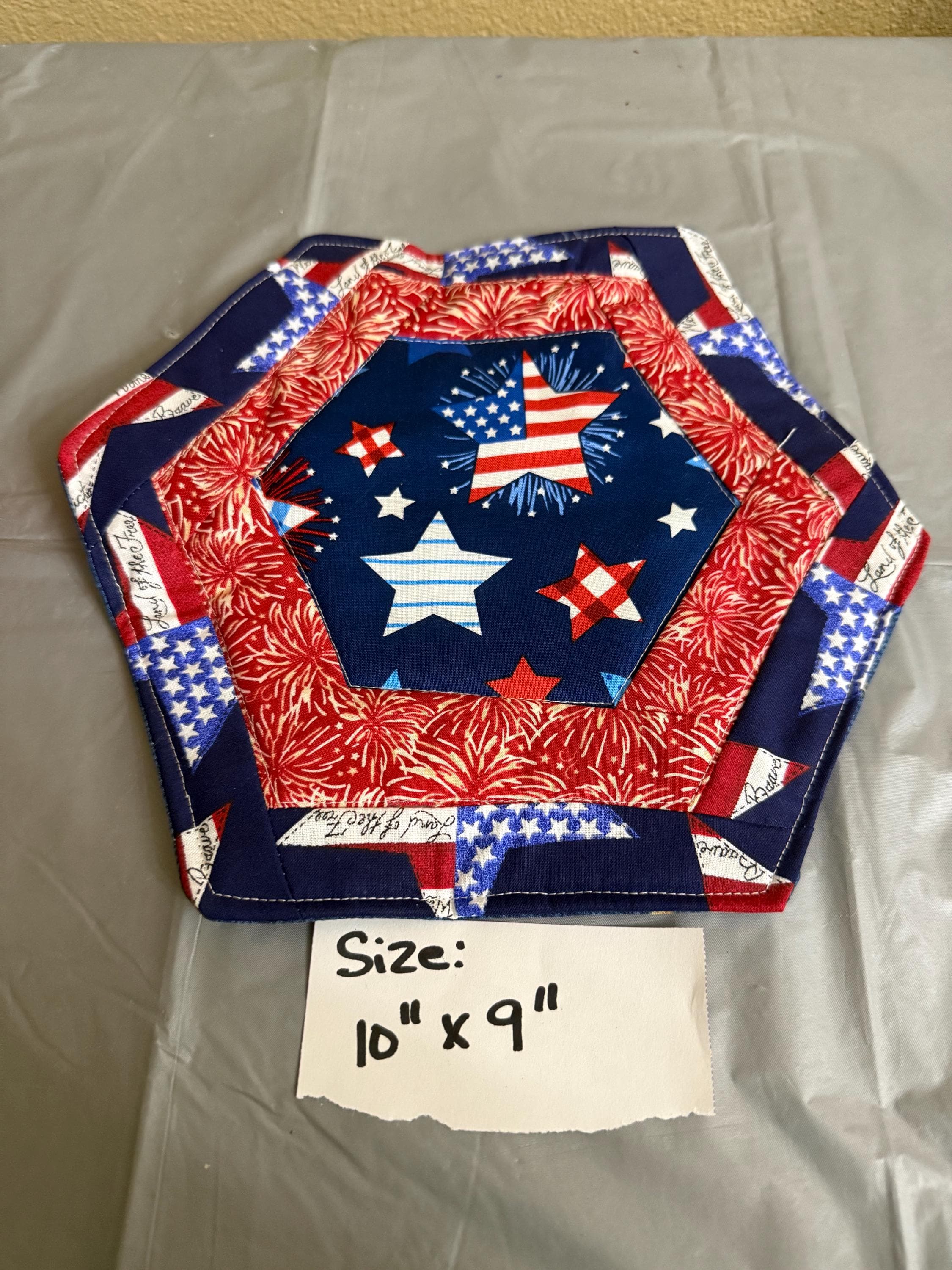 Handmade Hexagon Mug Rug and Hotpad | Coffee Tea Gift | Patriotic Gift ...