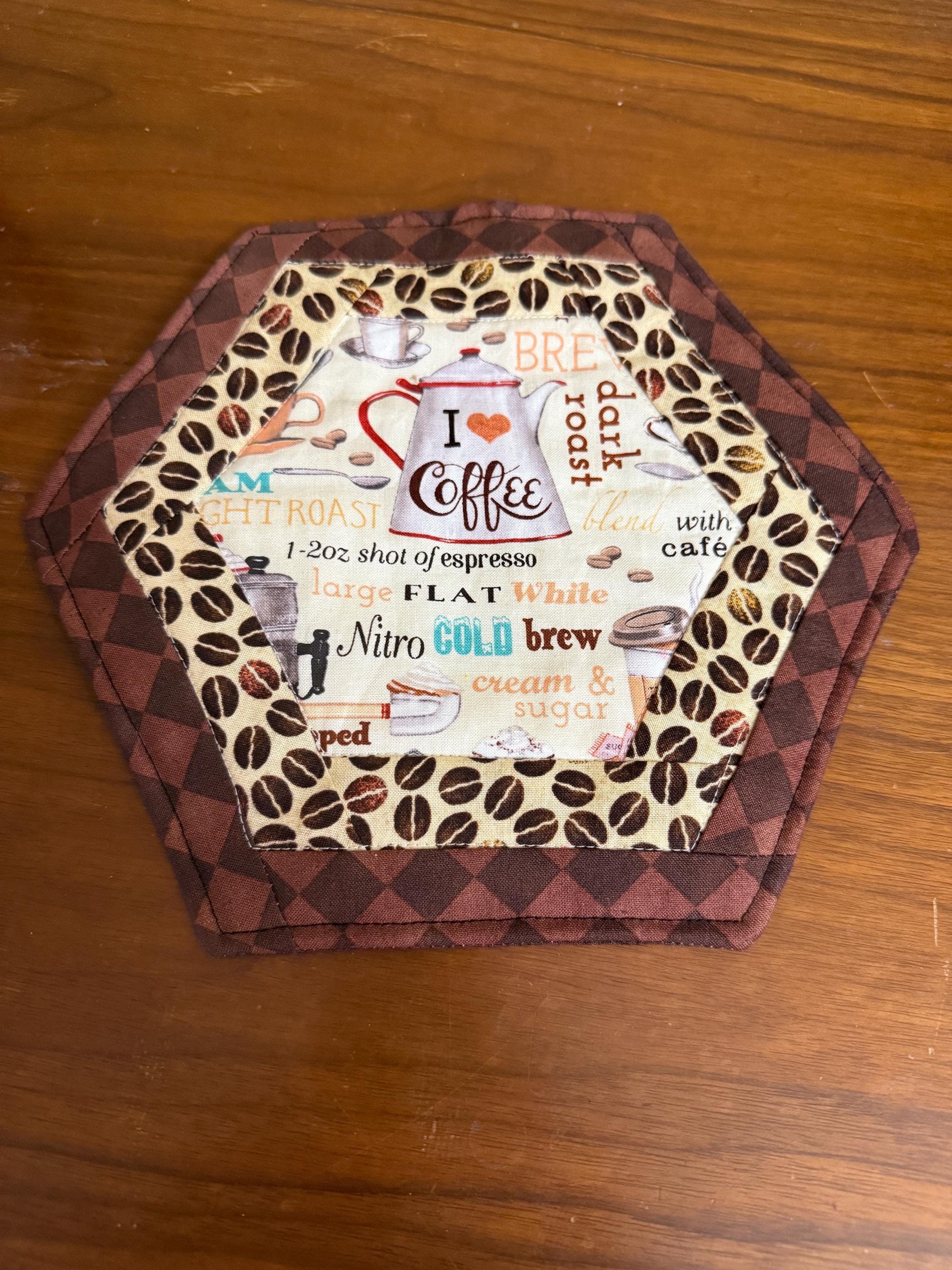 Handmade Coffee Mug Rug | Hexagon Mug Rug | Coffee Signs | Coffee Theme ...
