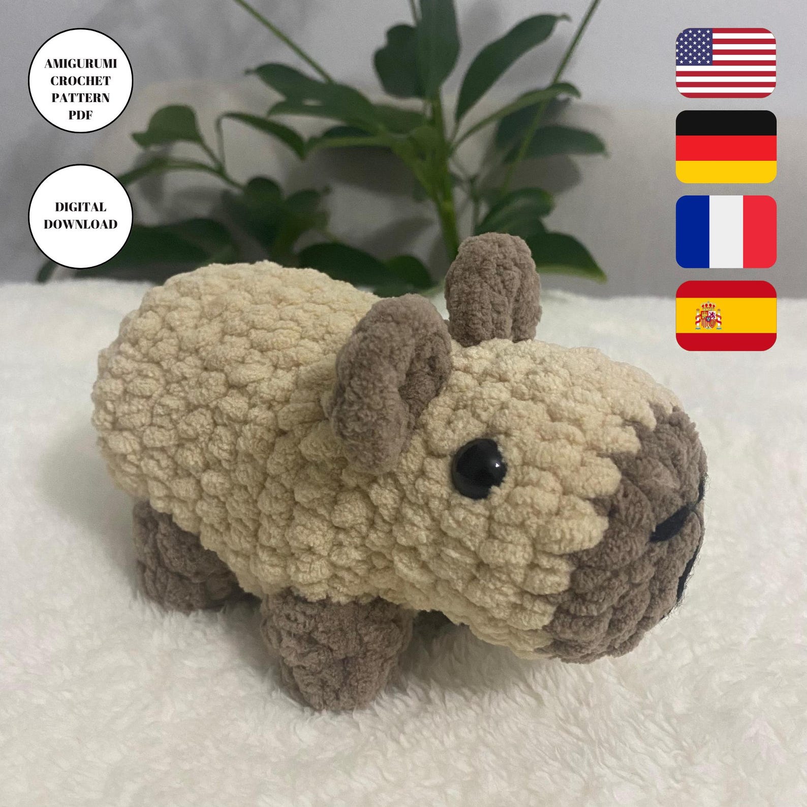 Diy Plush Capybara Crochet Pattern Amigurumi Stuffed Animal Toy Pattern ...