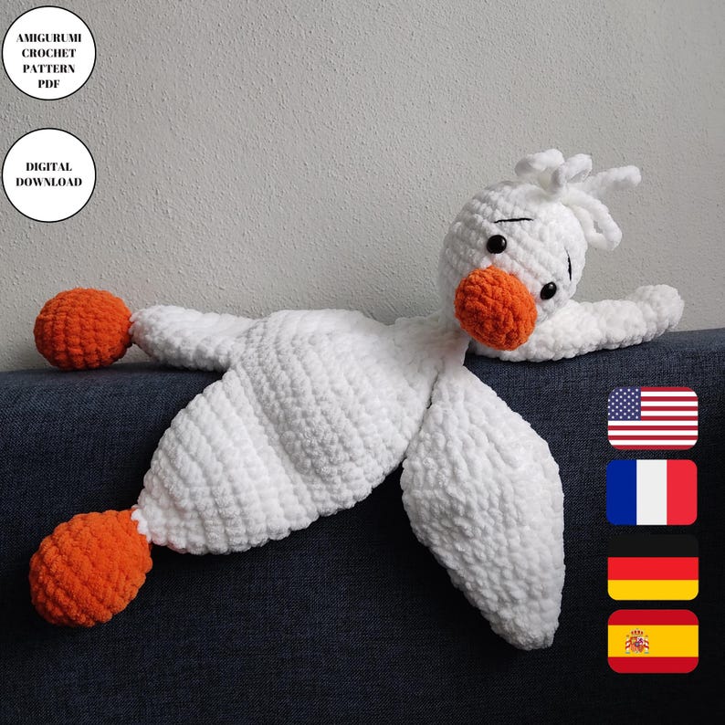 Diy Plush Duck Crochet Pattern Amigurumi Stuffed Animal Toy Pattern PDF ...