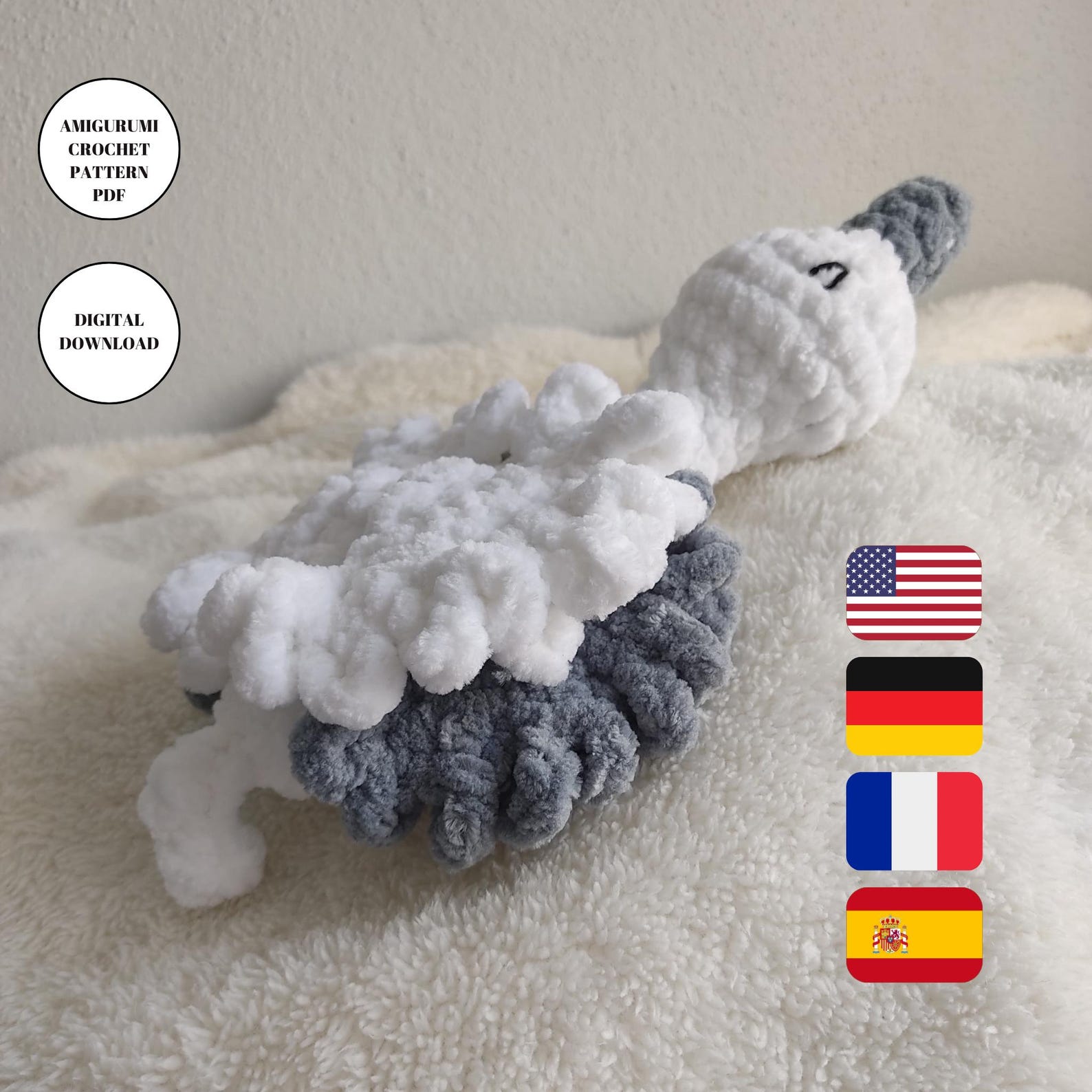 Crane Bird Amigurumi Crochet Toy Pattern Pdf | Stuffed Plush Crane Bird ...