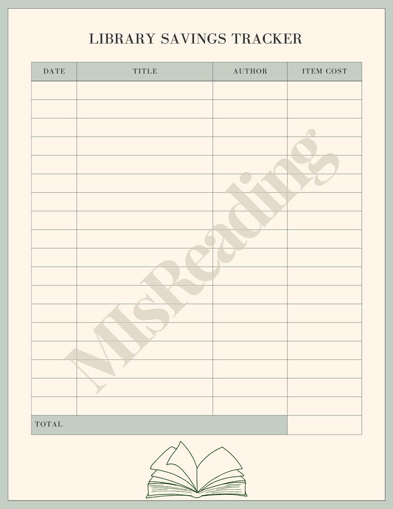 Library Savings Tracker - Etsy