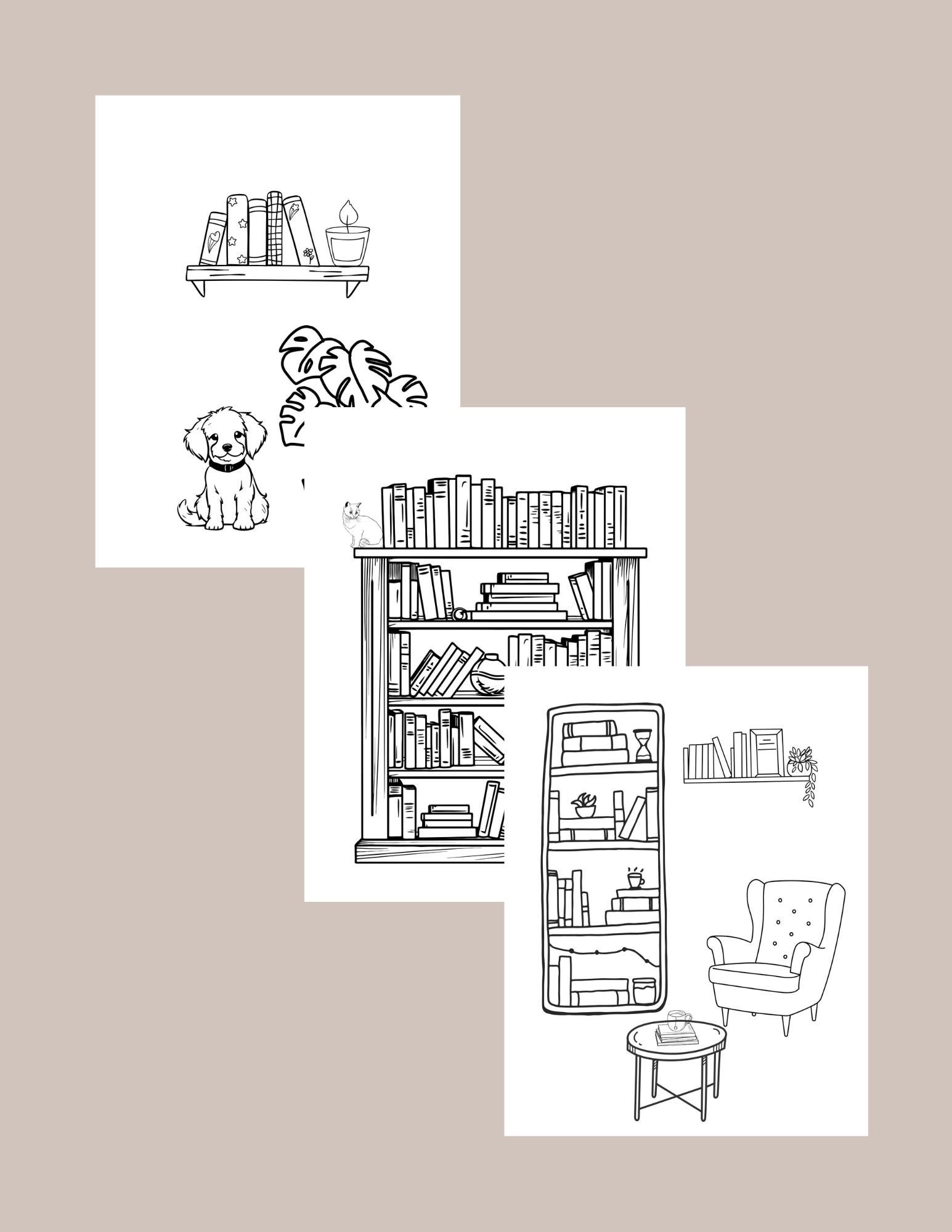 Reading Nook Coloring Pages - Etsy