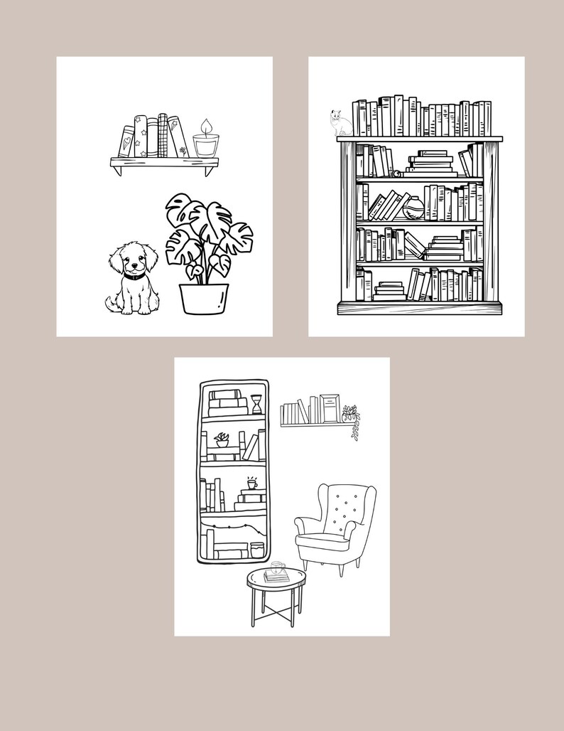Reading Nook Coloring Pages - Etsy