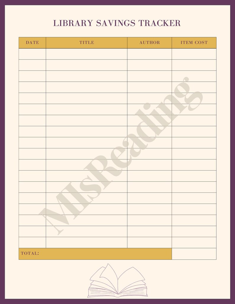 Library Savings Tracker - Etsy