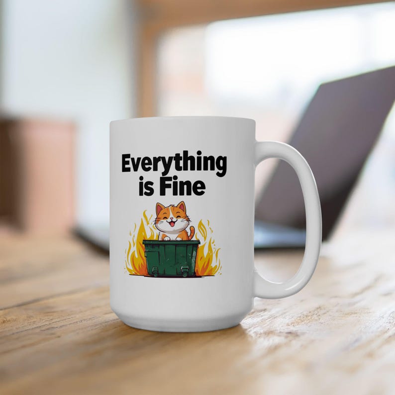 Dumpster Fire Cat Coffee Mug: Sarcastic Office Humor Gift - Etsy