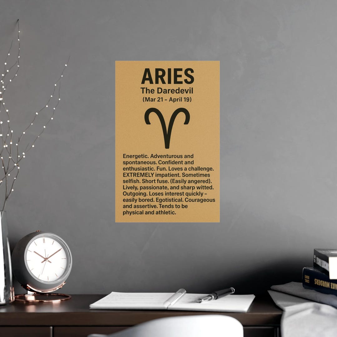 Aries Horoscope Zodiac Traits Poster Vertical Matte Poster, Astrology ...