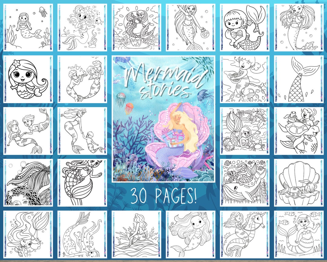Mermaid Coloring Book Special Edition 30 Pages - Etsy