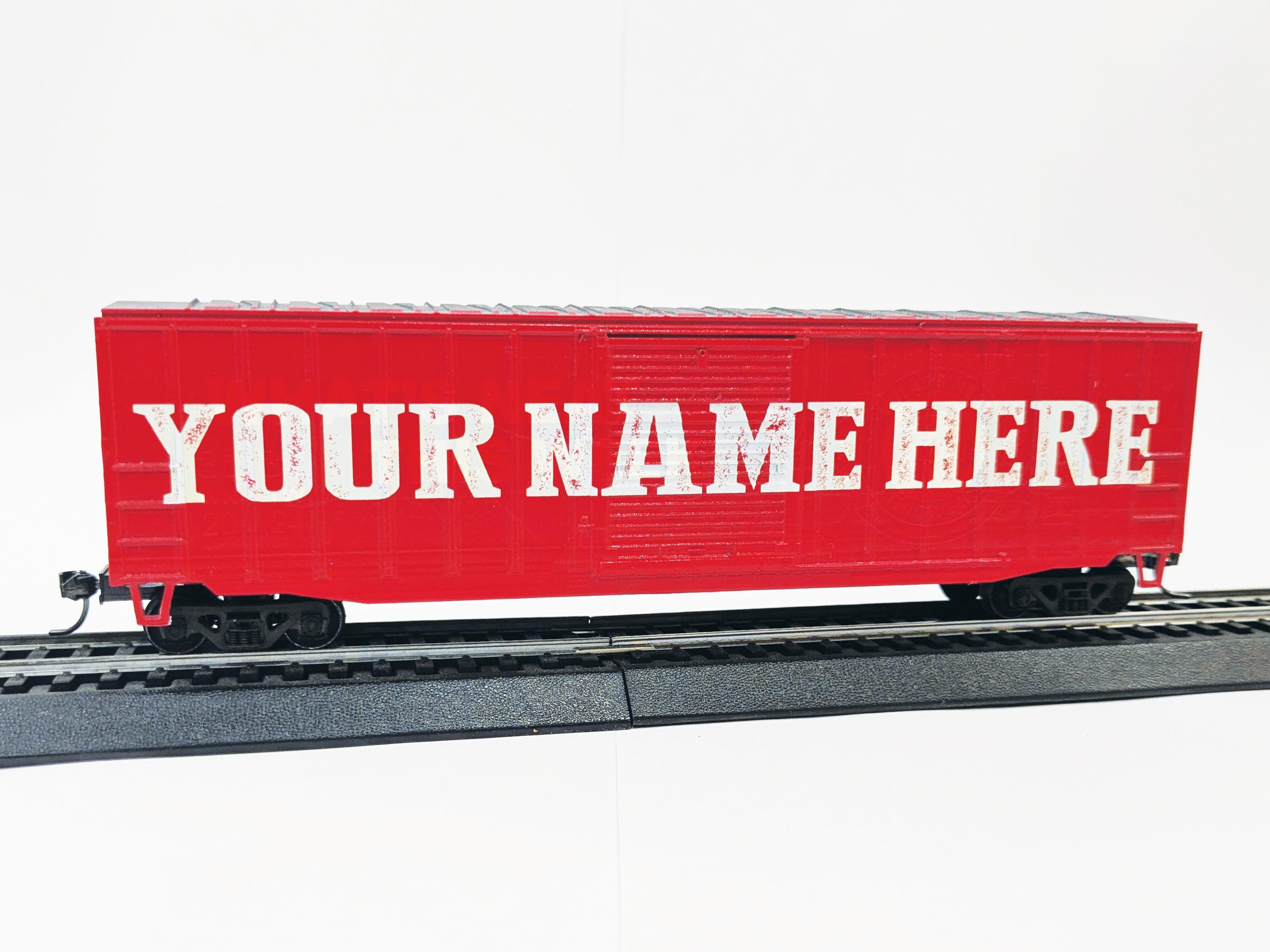 Custom Name RED (big Text) Personalized Printed Model Train Box Car, HO ...