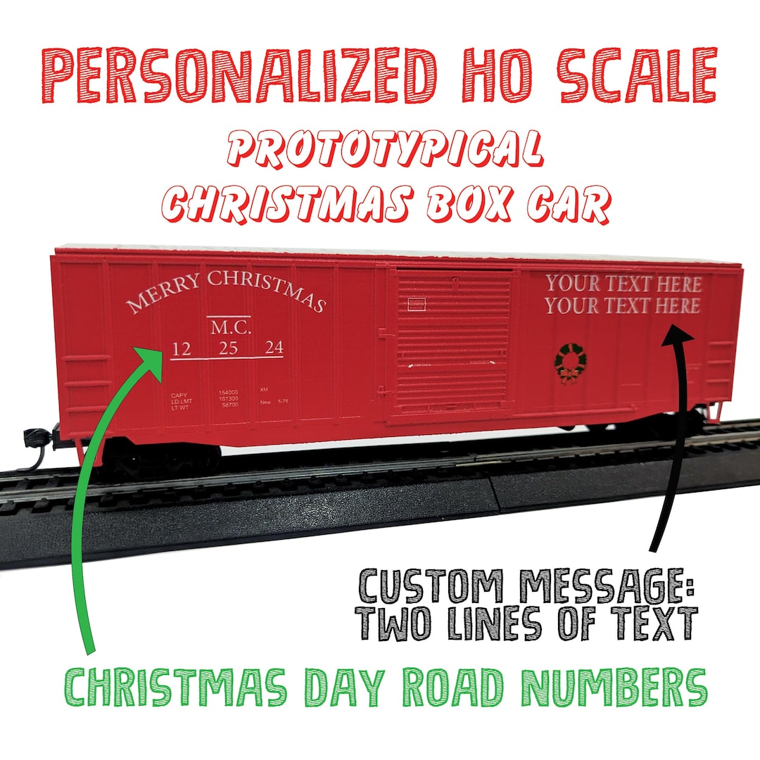 Personalized Text Printed Model Box Car, Christmas Train HO Scale Box ...
