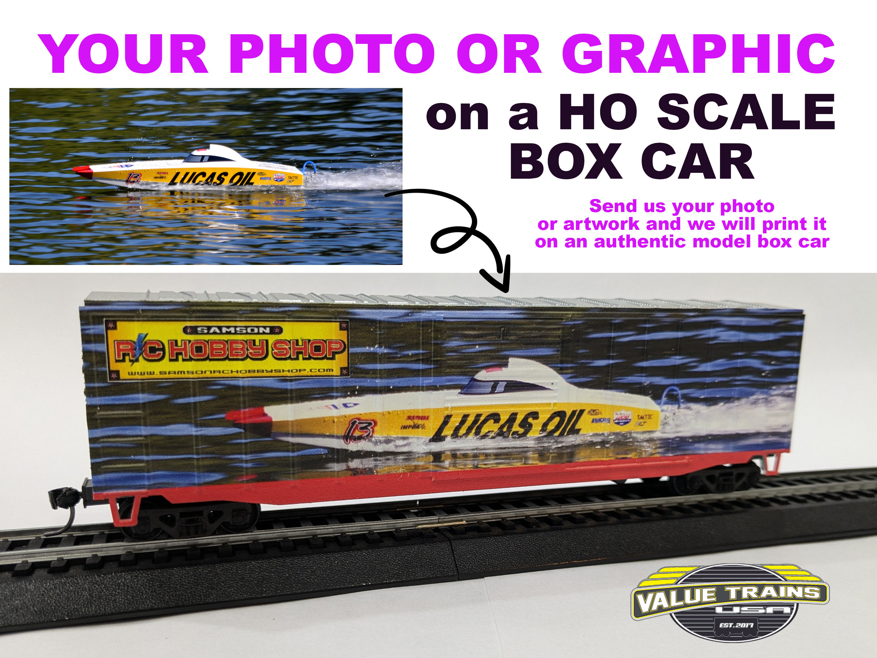 Custom Photo Model Boxcar, HO (1:87) Scale Box Car Custom Artwork ...