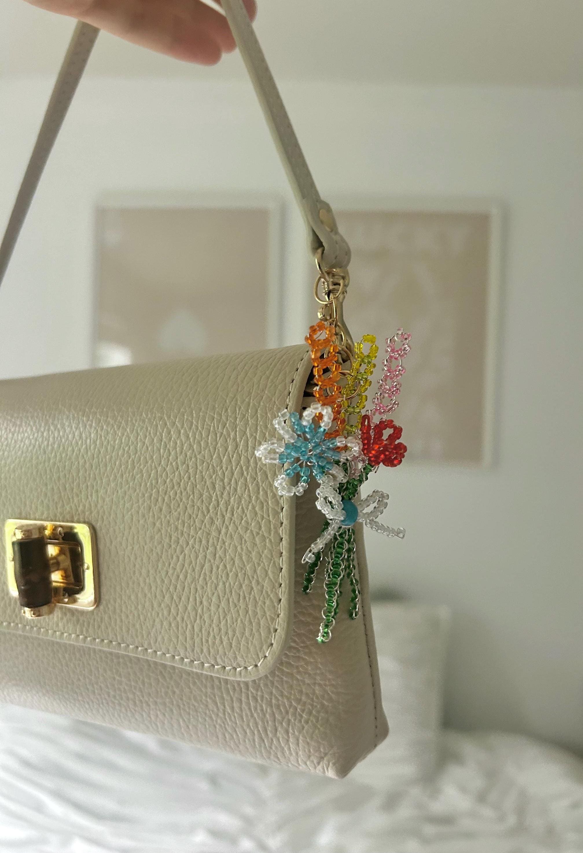 Handmade Beaded Flower Bouquet Charm Keychain - Etsy