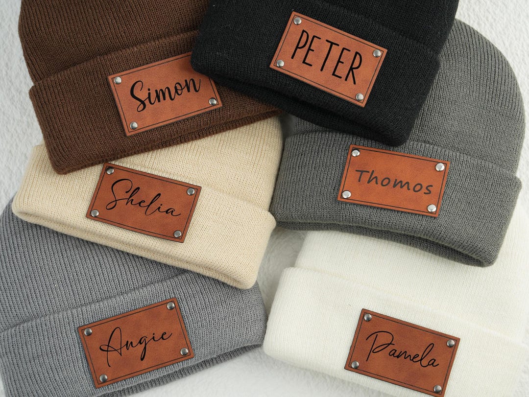 Personalized Baby Beanie,custom Newborn Beanie,leather Patch Unisex ...