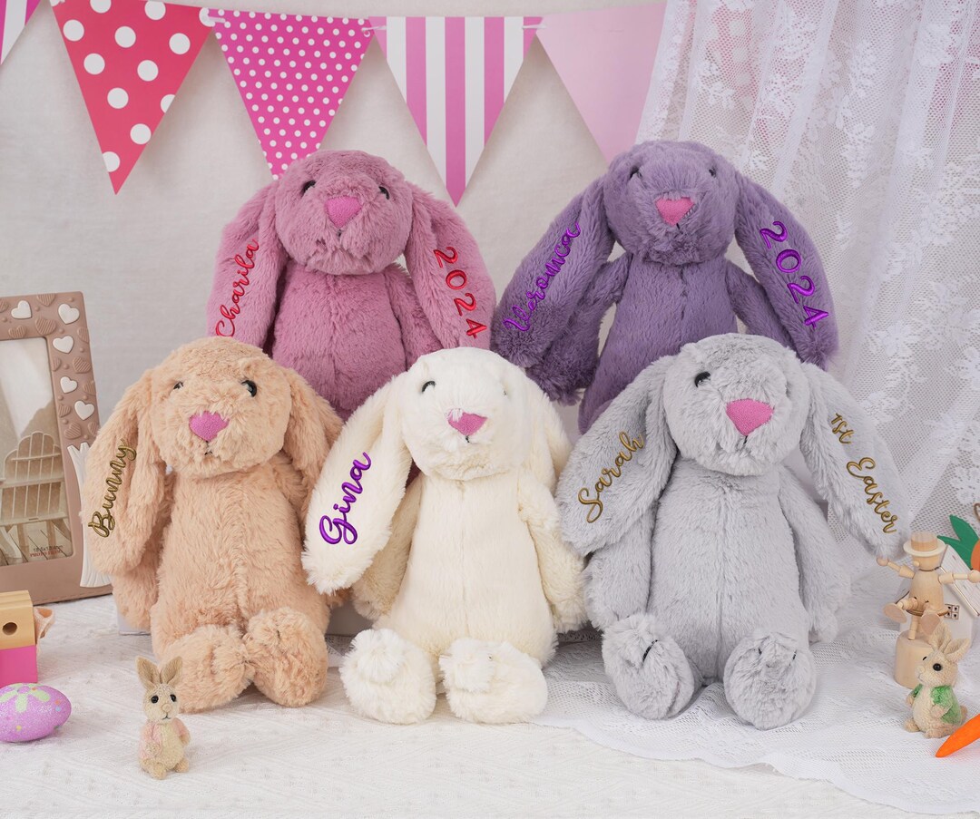 Personalized Bunny Rabbit, Personalized Baby Gift, Embroidered Bunny ...