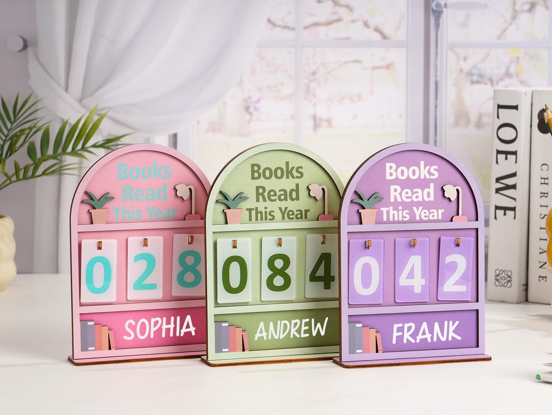 Personalized Books Read Tracker, Custom Wooden Counter, Bookshelf Decor ...