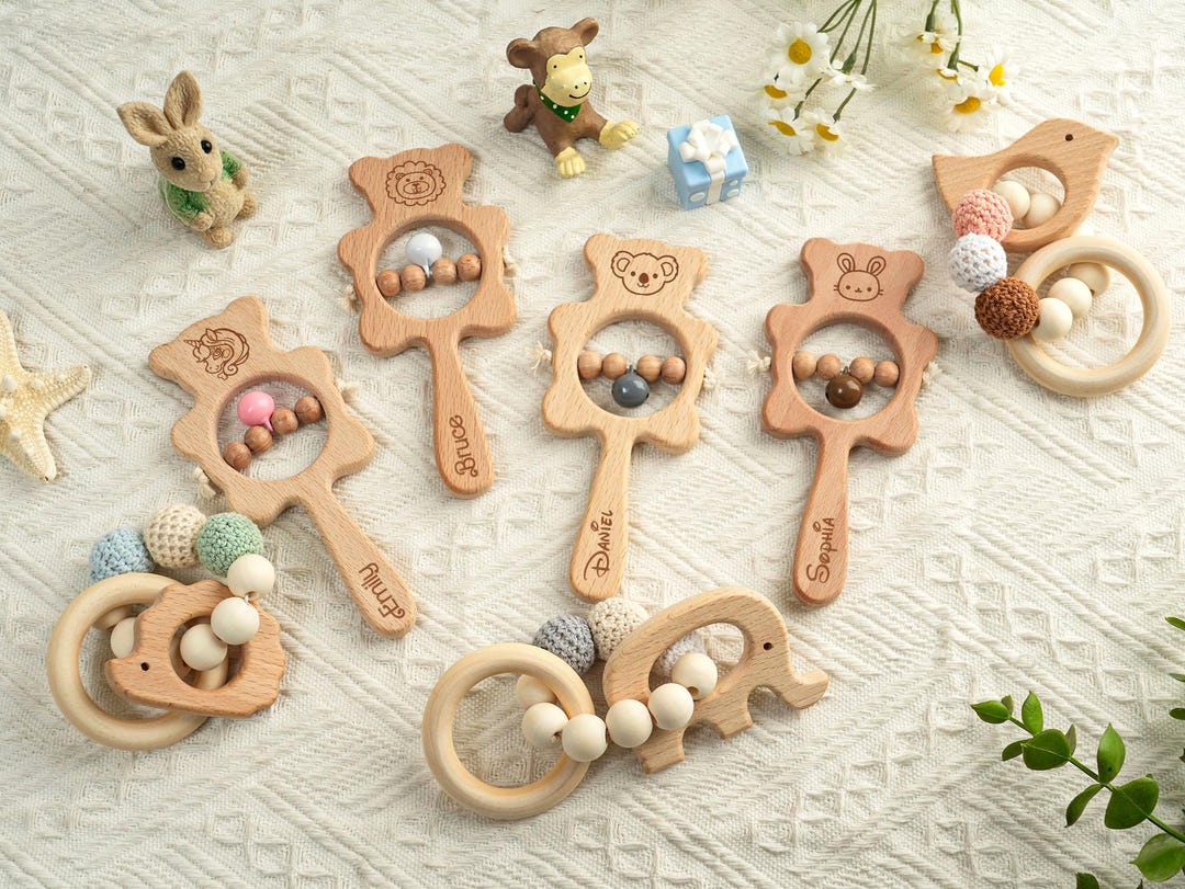 Personalized Rattle for Baby,custom Wooden Baby Rattle,engraved Rattle ...