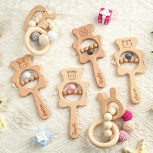 Personalized Rattle for Baby,custom Wooden Baby Rattle,engraved Rattle ...