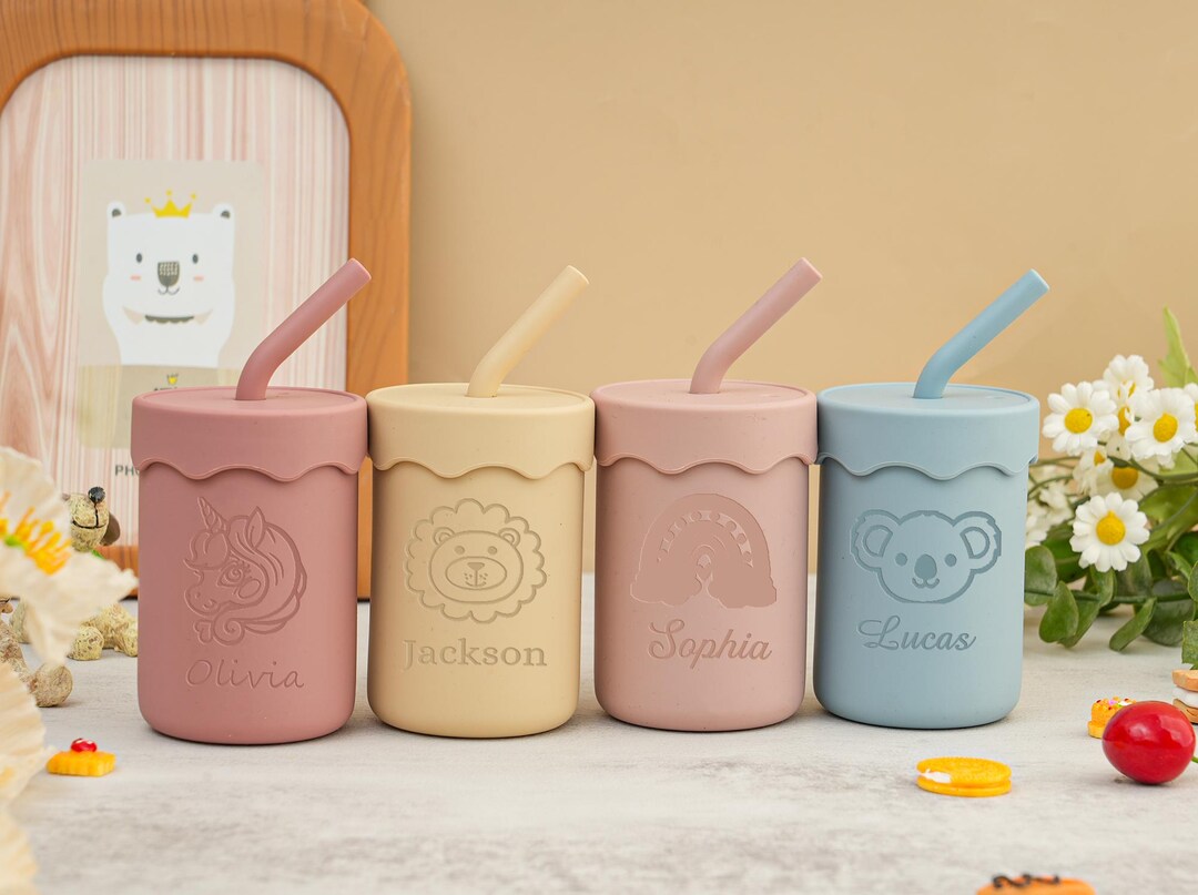 Silicone Cup Personalized, Custom Silicone Cup With Straw, Engraved ...