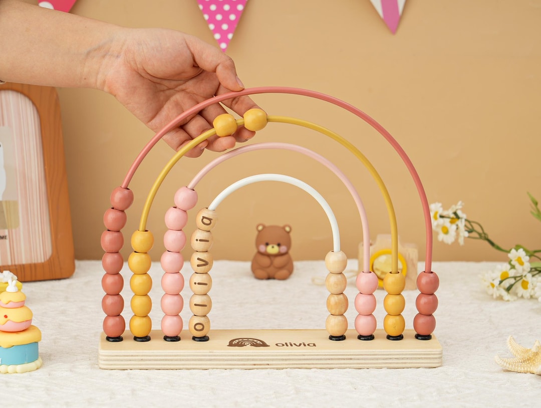 Custom Baby Rainbow Abacus,personalized Abacus,wooden Baby Abacus,baby ...