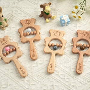 Personalized Rattle for Baby,custom Wooden Baby Rattle,engraved Rattle ...