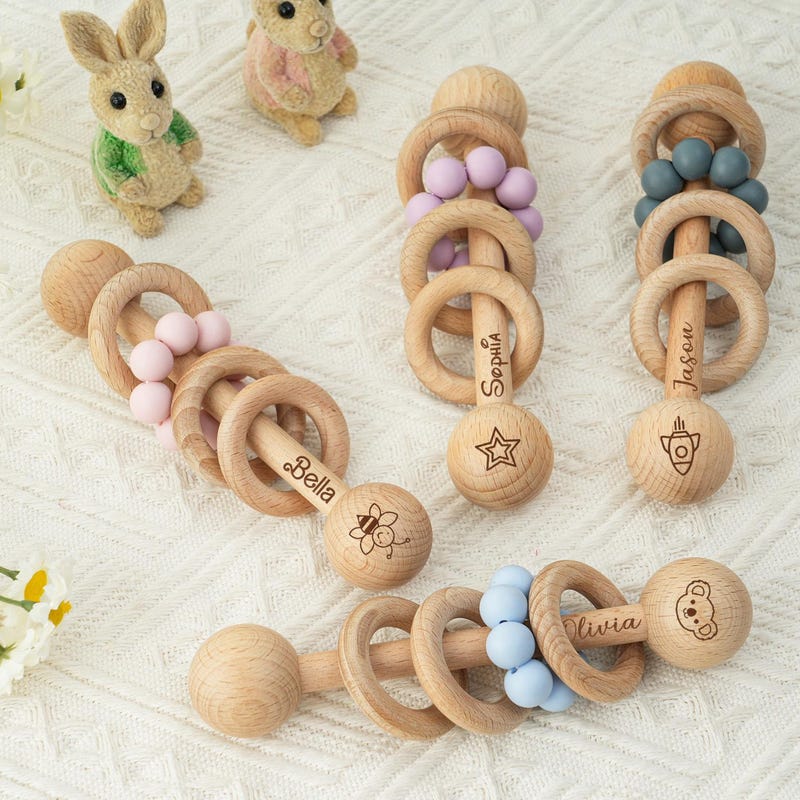 Wooden Baby Rattle - Etsy