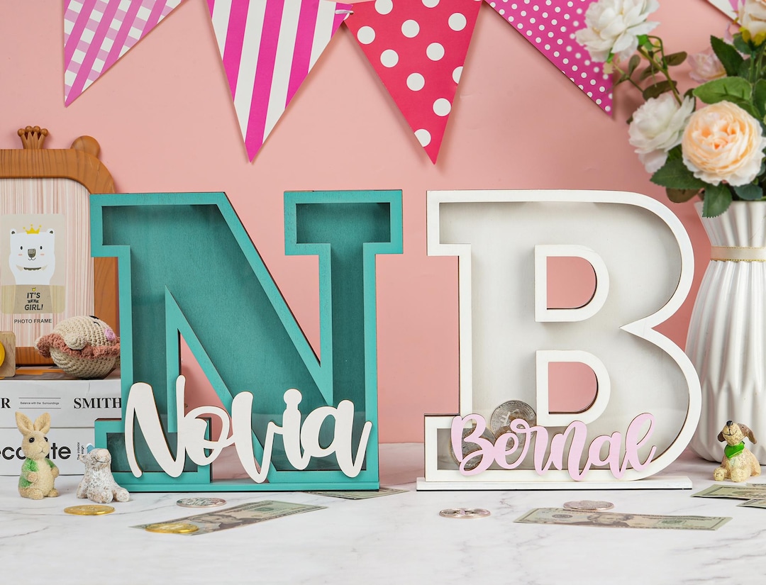 Custom Letter Piggy Bank,personalized Piggy Bank,wooden Coin Bank ...