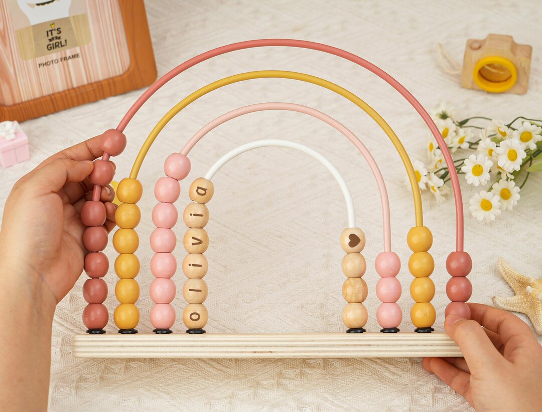 Personalized Baby Abacus,engraved Baby Rainbow Abacus,wooden Baby ...