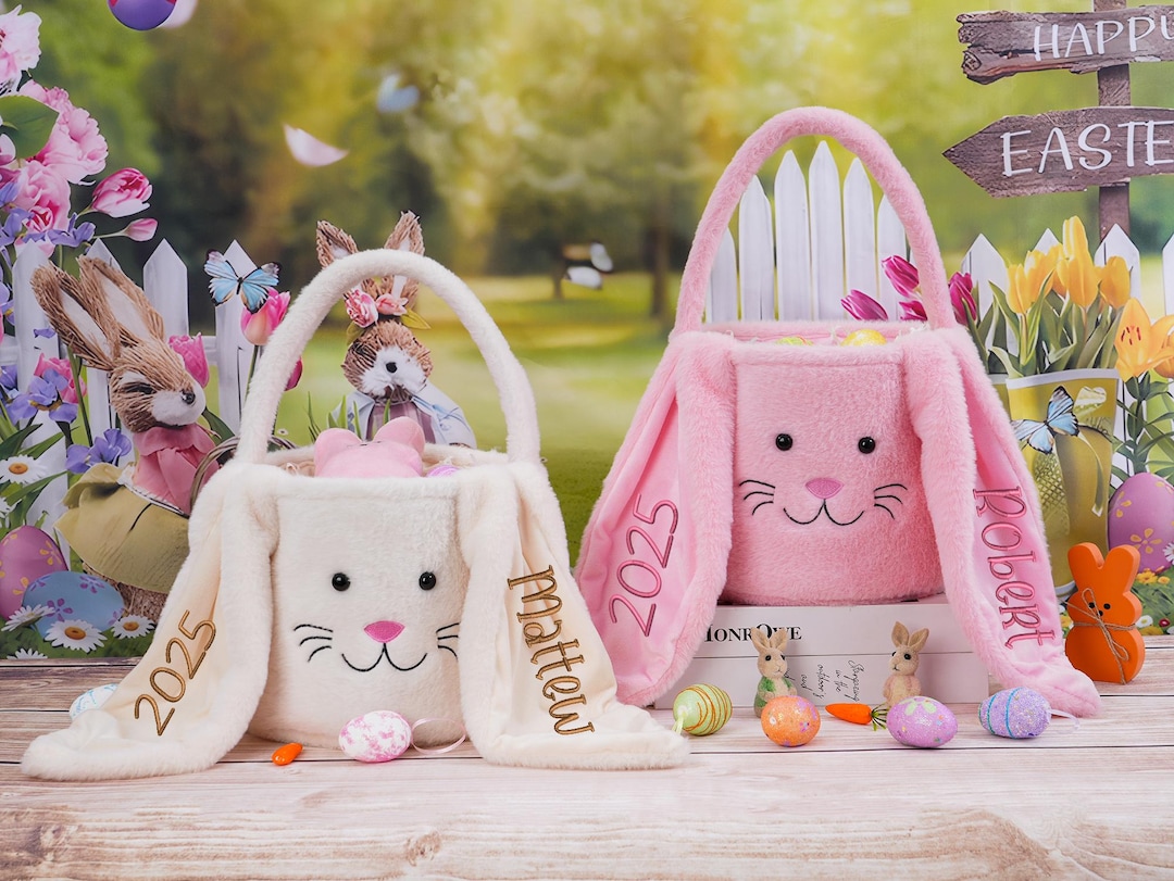 Embroidered Easter Basket,personalized Plush Easter Basket,custom ...